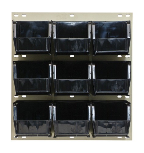 Wall Mount Louvered Panel with Hanging Plastic Bins - QLP-1819BG-230-9