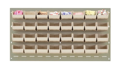 Wall Mount Stockroom Panel with Plastic Hang Bins - QLP-3619BG-210-32