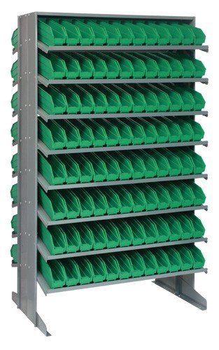 Double Sided Sloped Pick Rack Shelving with Plastic Bins - QPRD-100