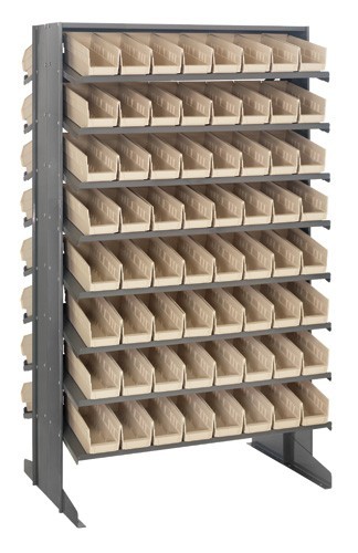 Double Sided Sloped Pick Rack Shelving with Plastic Bins - QPRD-101