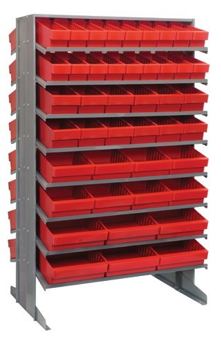 Double Sided Sloped Pick Rack Shelving with Plastic Bins - QPRD-5678