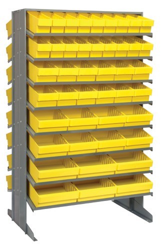 Double Sided Sloped Pick Rack Shelving with Plastic Bins - QPRD-5678