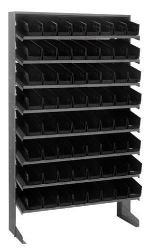 Single Sided Sloped Pick Rack Shelving with Plastic Bins - QPRS-101