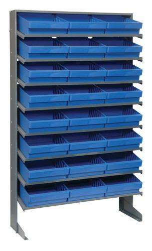Single Sided Sloped Pick Rack Shelving with Plastic Bins - QPRS-801
