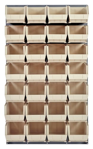Wall Mount Louvered Panel with Plastic Bins - QLP-3661-240-28