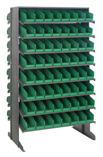 Double Sided Sloped Pick Rack Shelving with Plastic Bins - QPRD-101