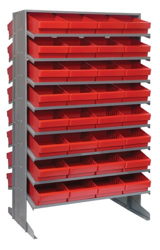 Double Sided Sloped Pick Rack Shelving with Plastic Bins - QPRD-701