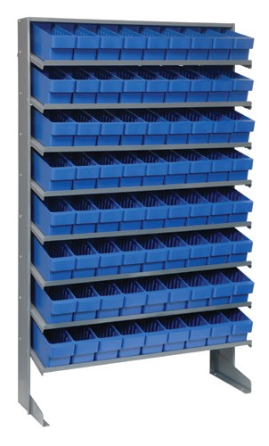 Single Sided Sloped Pick Rack Shelving with Plastic Bins - QPRS-501
