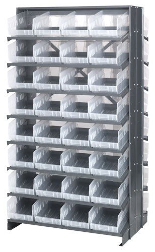 Sloped Pick Rack Shelving - QPRD-207CL - Plastic Bin Pick Rack