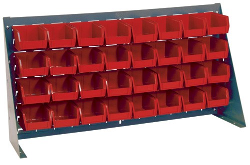Louvered Bench Rack Plastic Bin System - QBR-3619-210-32 - 36 x 8 x 19