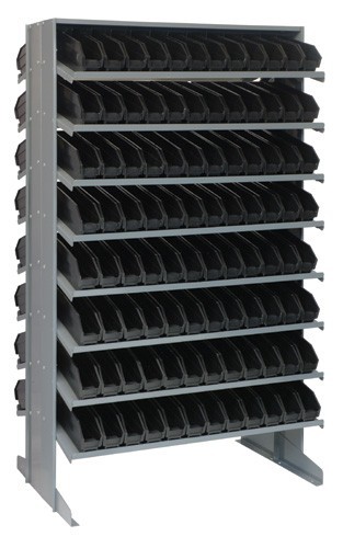 Double Sided Sloped Pick Rack Shelving with Plastic Bins - QPRD-100 ...