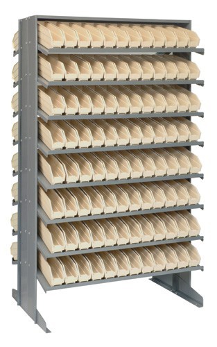 Double Sided Sloped Pick Rack Shelving with Plastic Bins - QPRD-100
