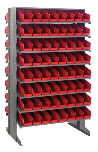 Double Sided Sloped Pick Rack Shelving with Plastic Bins - QPRD-101