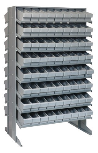 Double Sided Sloped Pick Rack Shelving with Plastic Bins - QPRD-501
