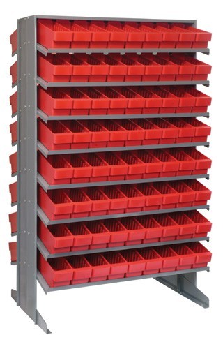 Double Sided Sloped Pick Rack Shelving with Plastic Bins - QPRD-501