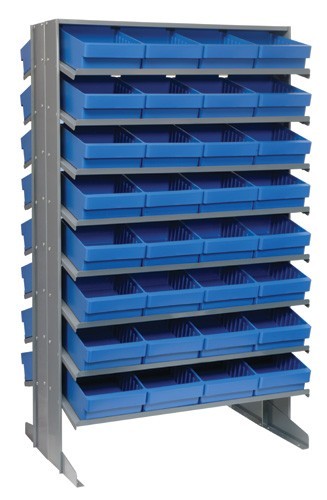 Double Sided Sloped Pick Rack Shelving with Plastic Bins - QPRD-701