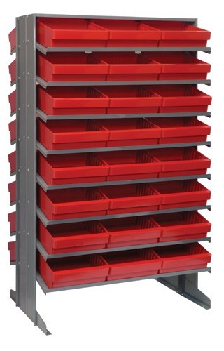 Double Sided Sloped Pick Rack Shelving with Plastic Bins - QPRD-801