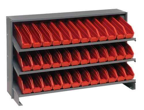 Sloped Pick Rack Shelving - QPRHA-100 - Bench Rack with Bins | Bin Store