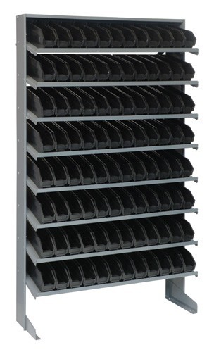 Single Sided Sloped Pick Rack Shelving with Plastic Bins - QPRS-100