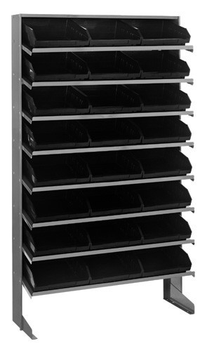 Single Sided Sloped Pick Rack Shelving with Plastic Bins - QPRS-109