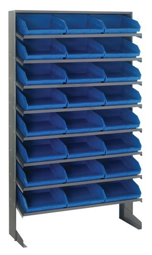 Single Sided Sloped Pick Rack Shelving with Plastic Bins - QPRS-109