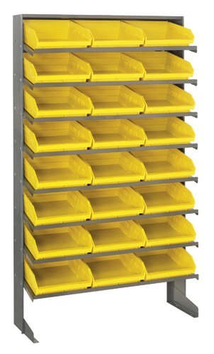 Single Sided Sloped Pick Rack Shelving with Plastic Bins - QPRS-109