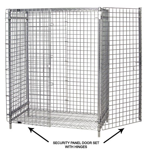 Chrome Wire Shelving Security Panel Door Set with Hinges