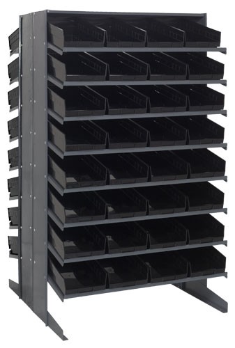 Double Sided Sloped Pick Rack Shelving with Plastic Bins - QPRD-108