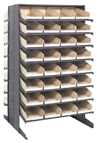 Double Sided Sloped Pick Rack Shelving with Plastic Bins - QPRD-108