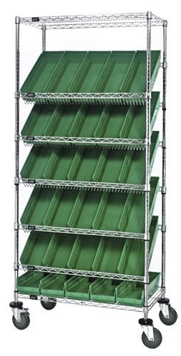 Plastic Bin Slanted Wire Shelves Shelving Stand - WRS-7-104 - 18x48x74