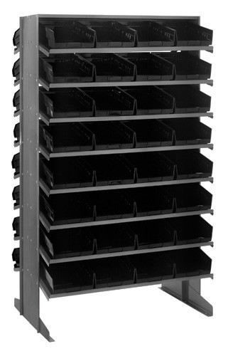 Double Sided Sloped Pick Rack Shelving with Plastic Bins - QPRD-107