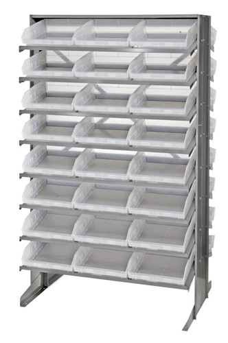 Double Sided Sloped Pick Rack Shelving with Plastic Bins - QPRD-109CL