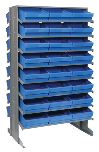 Double Sided Sloped Pick Rack Shelving with Plastic Bins - QPRD-801
