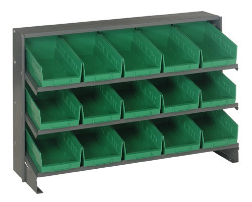 Sloped Pick Rack Shelving - QPRHA-102 - Bench Rack with Bins
