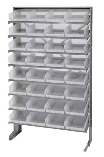 Single Sided Sloped Pick Rack Shelving with Plastic Bins - QPRS-107CL