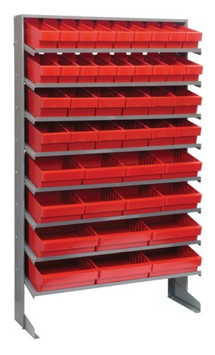 Single Sided Sloped Pick Rack Shelving with Plastic Bins - QPRS-5678