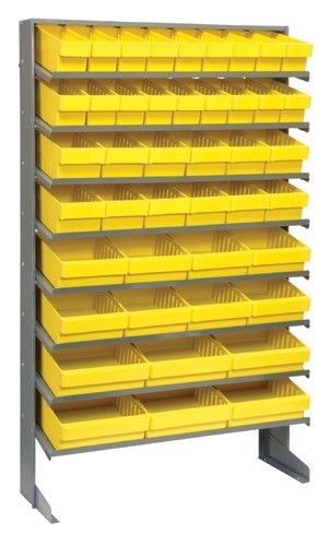 Single Sided Sloped Pick Rack Shelving with Plastic Bins - QPRS-5678