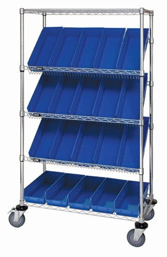 Sloped Wire Shelving Bins Enclosed Suture Cart - WRCSL5-63-2436EP-106 ...