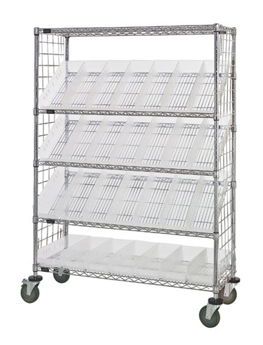 Sloped Wire Shelving Bins Enclosed Suture Cart - WRCSL5-63-1848EP-104