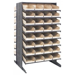 Double Sided Sloped Pick Rack Shelving with Plastic Bins - QPRD-108