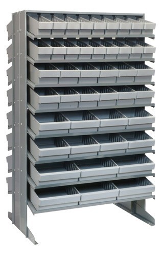 Double Sided Sloped Pick Rack Shelving with Plastic Bins - QPRD-5678