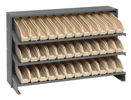 Sloped Pick Rack Shelving - QPRHA-100 - Bench Rack with Bins